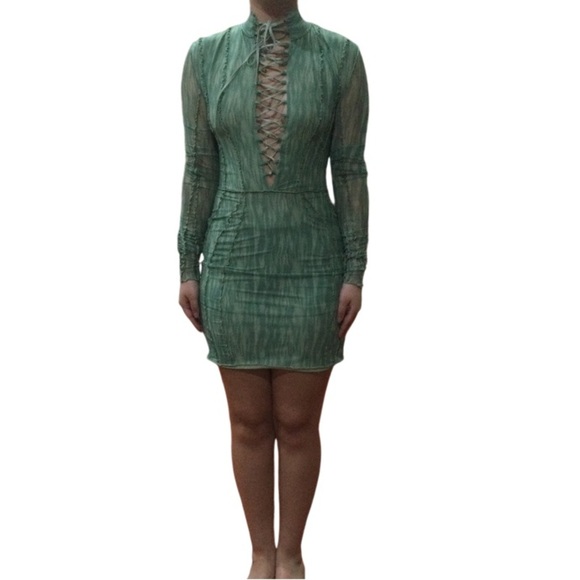 House of CB | Dresses | House Of Cb Dylan Green Colour Ivy Printed Mesh ...